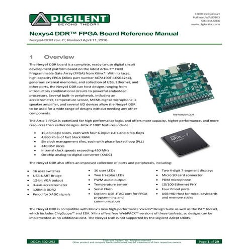 Nexys4ddr Rm Fpga Board Datasheet Pdf Operating Systems Computer 9912
