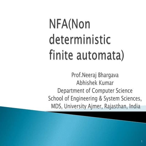 Nfa Non Deterministic Finite Automata Ppt