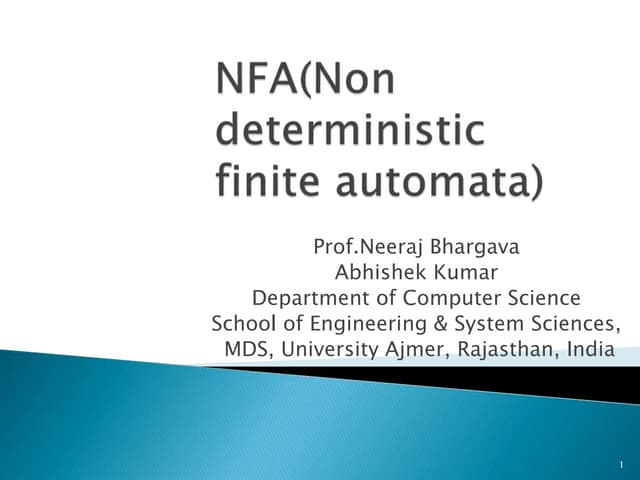 Nfa Non Deterministic Finite Automata Ppt