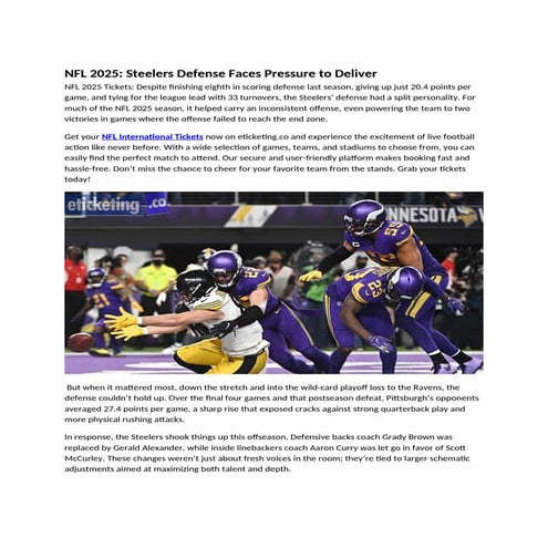 NFL 2025 Steelers Defense Faces Pressure to Deliver.docx