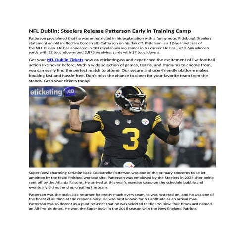 NFL Dublin Steelers Release Patterson Early in Training Camp.docx