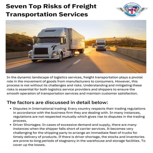 Navigating the Top Risks of Freight Transportation Services: Insights ...