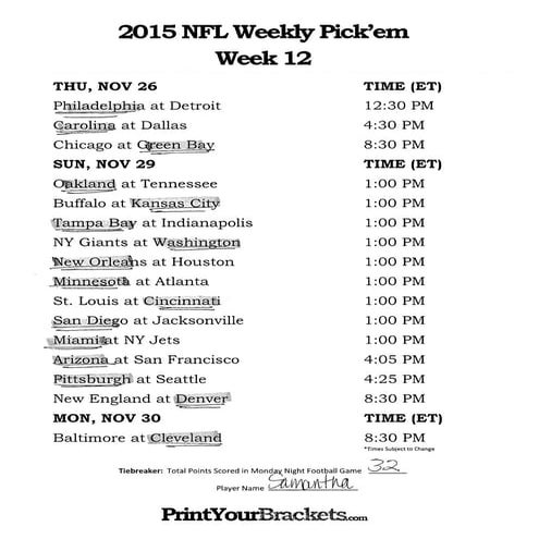 Nfl week 12 extra picks | PDF