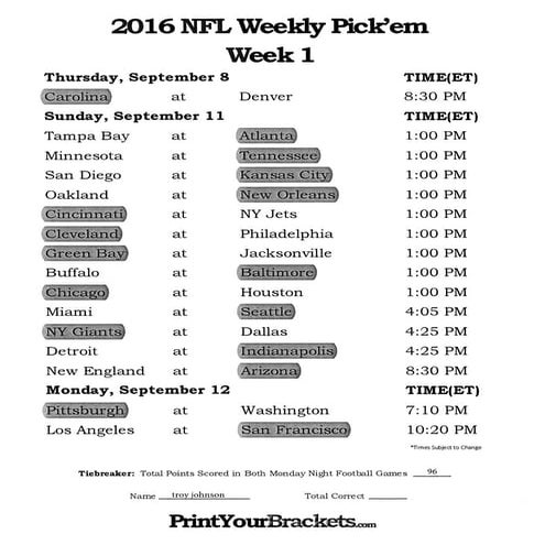 Nfl week 8 picks | PDF