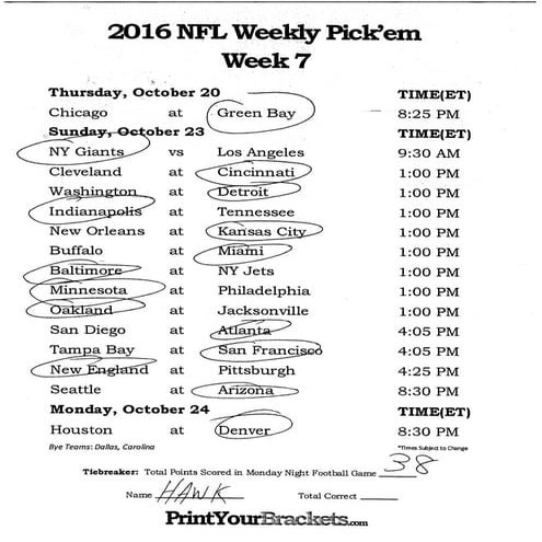 Nfl week 7 all picks | PDF