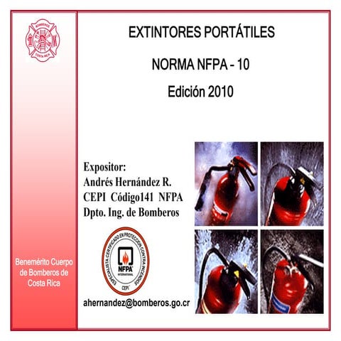 EXTINTORES PORTÁTILES NORMA NFPA – 10 Edición 2010 | PDF