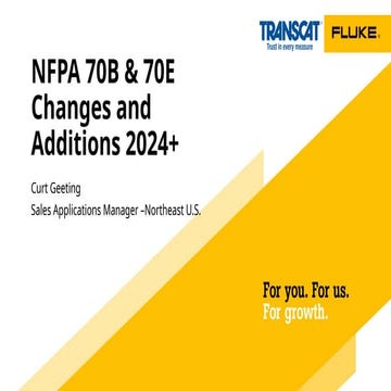 NFPA 70B & 70E Changes and Additions Webinar Presented By Fluke | PPTX