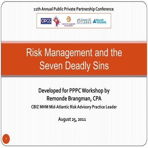 Not-For-Profit Risk Management & The 7 Deadly Sins | PPTX