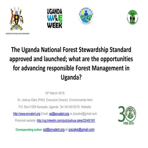 The Uganda National Forest Stewardship Standard approved and launched ...