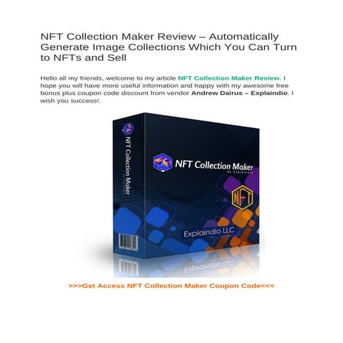 Nft Collection Maker by Explaindio Review - Generate Massive Crypto NFT ...