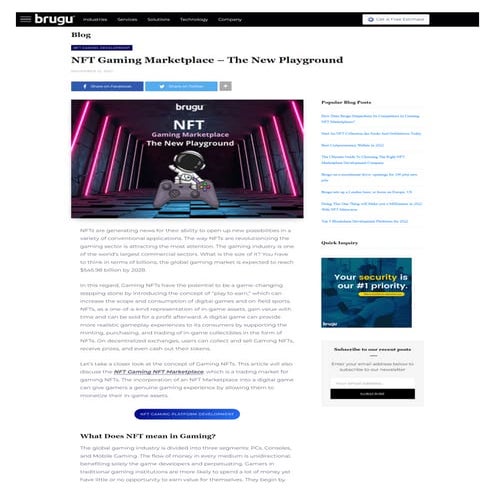 NFT Gaming Marketplace Development - Brugu | PDF