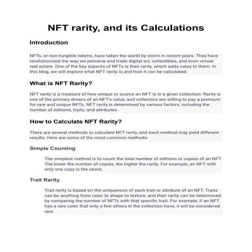 NFT rarity, and its Calculations.pdf