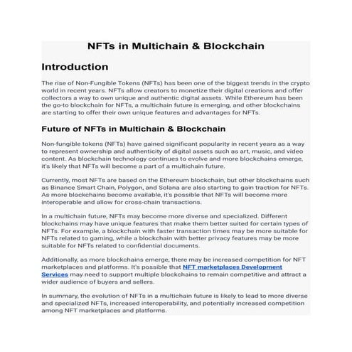 NFTs in Multichain & Blockchain.pdf | Computing | Technology & Computing