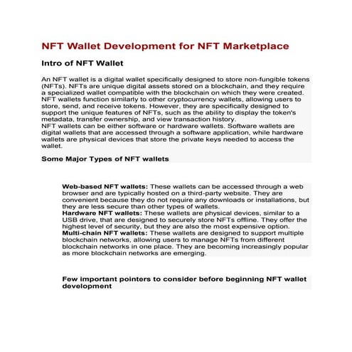 NFT Wallet Development for NFT Marketplace.pdf | Computing | Technology & Computing