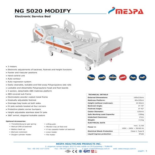 ICU bed Mechanical Operated Hospital Bed, 4 Cranks | PDF