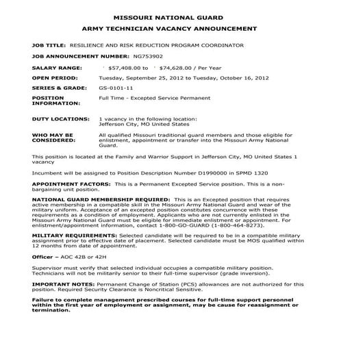 #NG753902 (Resilience and Risk Reduction Program Coordinator GS-11 ...