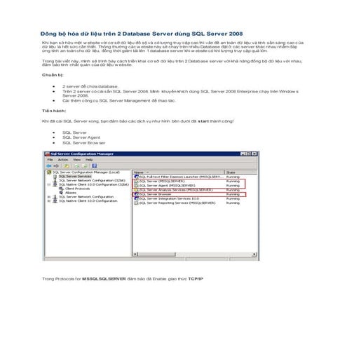đồNg bộ hóa dữ liệu trên 2 database server dùng sql server 2008 | DOCX