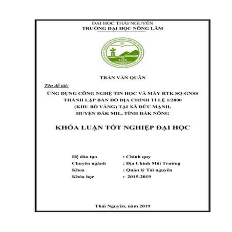ứNg dụng công nghệ tin học và máy rtk sq gnss thành lập mảnh bản đồ địa ...