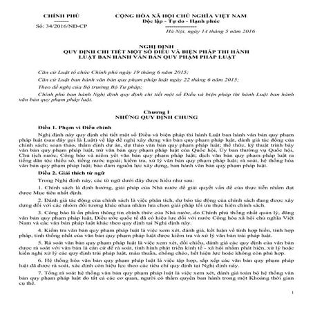 Nghị định 34 Hướng dẫn Luật ban hành VBQPPL | PDF