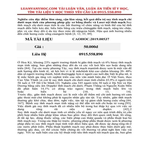 Nghien cuu dac diem lam sang, can lam sang, ket qua dieu tri suy tinh mach chi duoi man tinh | DOCX