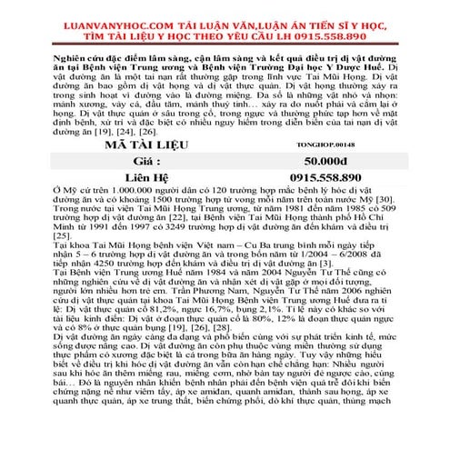 Nghien cuu dac diem lam sang, can lam sang va ket qua dieu tri di vat duong an | DOCX