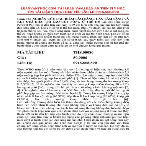 Nghien cuu dac diem lam sang, can lam sang va ket qua dieu tri lao cot song o tre em | PDF