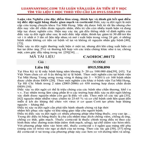 Nghien cuu dac diem lam sang, thinh luc va danh gia ket qua dieu tri ...
