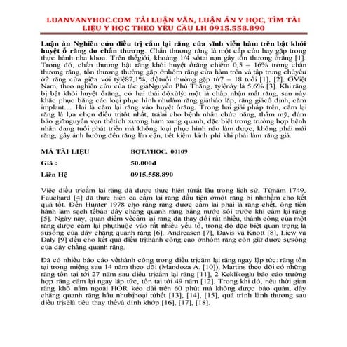 Nghien cuu dieu tri cam lai rang cua vinh vien ham tren bat khoi huyet ...