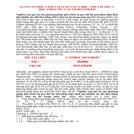 Nghien cuu gia tri cua phuong phap giai trinh tu gen the he moi phat hien lech boi nhiem sac the ...