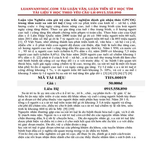 Nghien cuu gia tri cua trac nghiem danh gia nhan thuc gpcog trong tam soat sa sut tri tue | DOCX