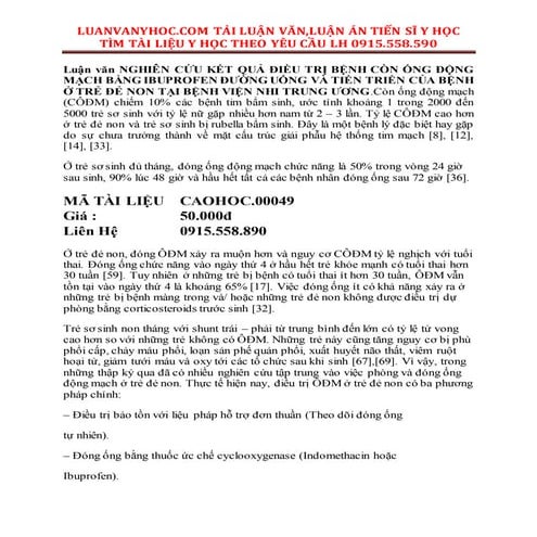 Nghien cuu ket qua dieu tri benh con ong dong mach bang ibuprofen duong ...