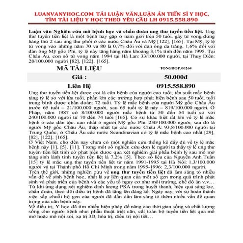 Nghien cuu mo benh hoc va chan doan ung thu tuyen tien liet | PDF