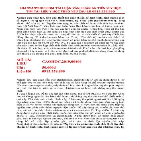 Nghien cuu phan lap, tinh che, thiet lap chat chuan de dinh tinh, dinh ...