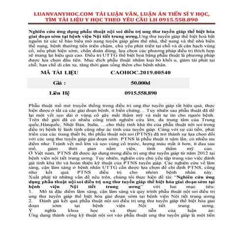 Nghien cuu ung dung phau thuat noi soi dieu tri ung thu tuyen giap the biet hoa | PDF