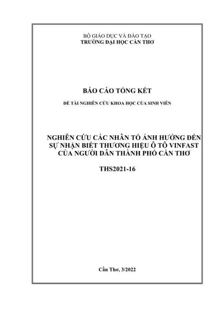 Nghiên Cứu Các Nhân Tố ảnh Hưởng đến Sự Nhận Biết Thương Hiệu ô Tô