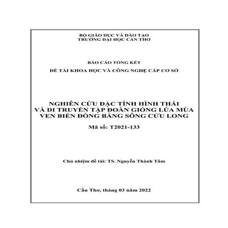 Nghiên cứu đặc tính hình thái và di truyền tập đoàn giống lúa mùa ven ...