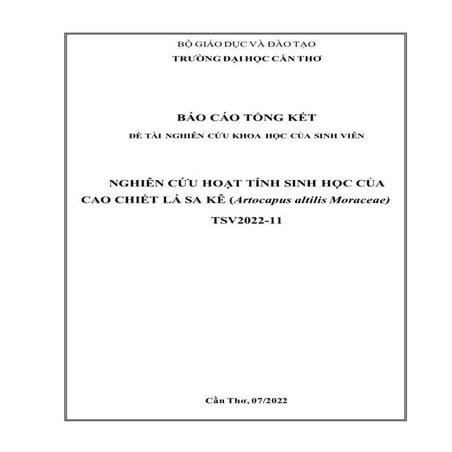 Nghiên cứu hoạt tính sinh học của cao chiết lá Sa kê (Artocapus altilis ...