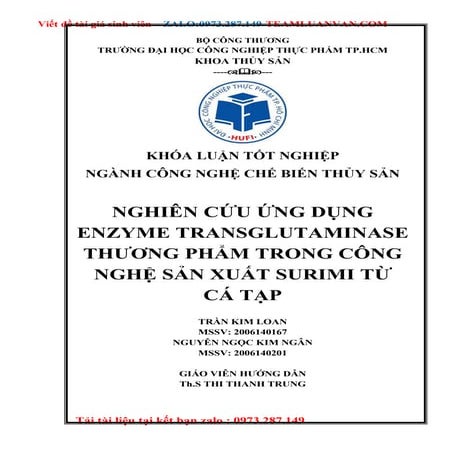 Nghiên cứu ứng dụng enzyme transglutaminase thương phẩm trong công nghệ ...