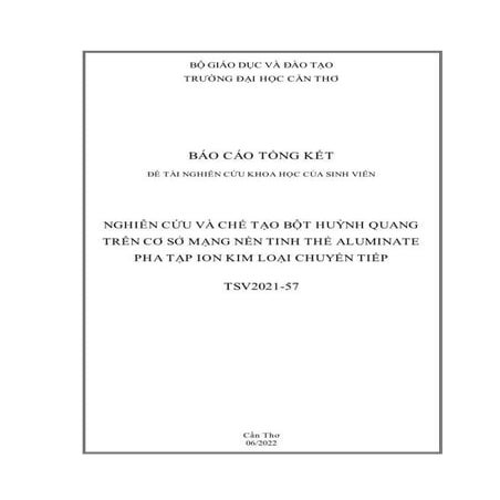 Nghiên cứu và chế tạo bột huỳnh quang trên cơ sở mạng nền tinh thể ...