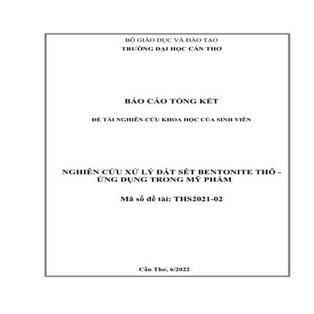 Nghiên cứu xử lý đất sét bentonite thô - Ứng dụng trong mỹ phẩm.pdf