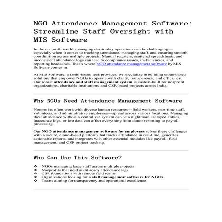 NGO Attendance Management Software.pdf.. | PDF