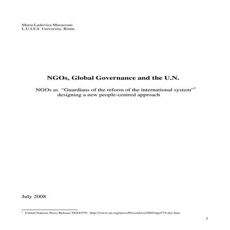 NGO Global Governance and the UN | PDF