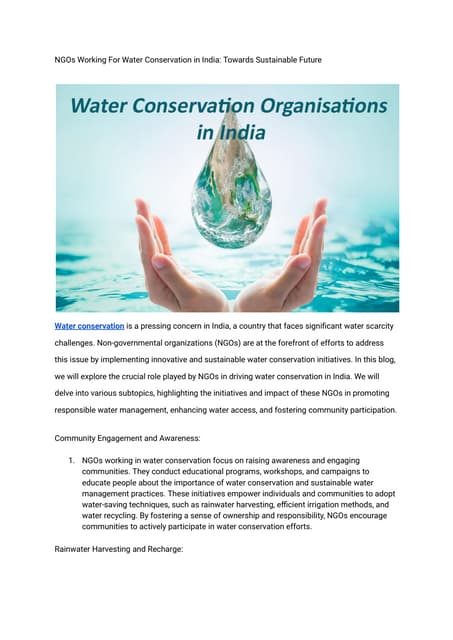 AICTE activity on Water Conservation spreading awareness | PPTX