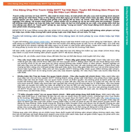 Ứng Phó Tranh Chấp SHTT Tại Việt Nam - Tuyên Bố Không Xâm Phạm Và Hủy Bỏ Hiệu Lực Nhãn Hiệu.pdf