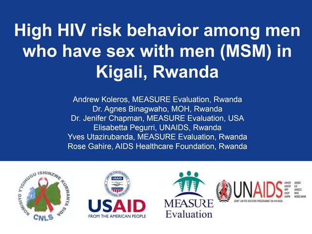 High Hiv Risk Behavior Among Men Who Have Sex With Men Msm In Kigali