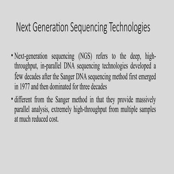 Next-generation sequencing (NGS) refers to the deep, high-throughput ...