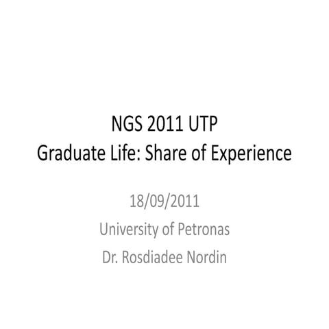 Graduate Life: Sharing of Experiences | PPTX