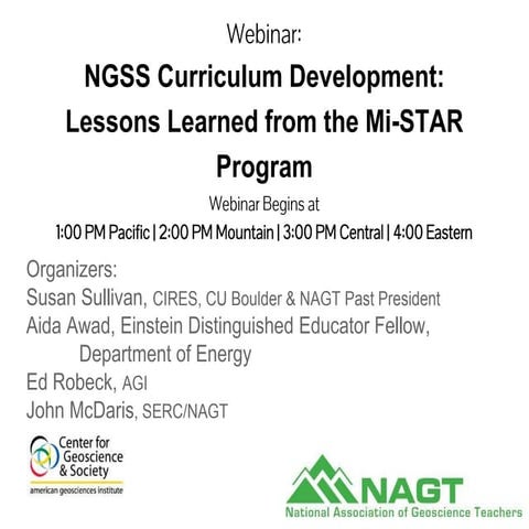 NGSS Curriculum Development: Lessons Learned from the Mi-STAR Program | PPT