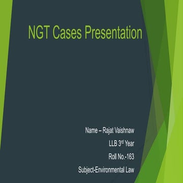 NGT Cases Presentation(Rajat Vaishnaw) | PPTX