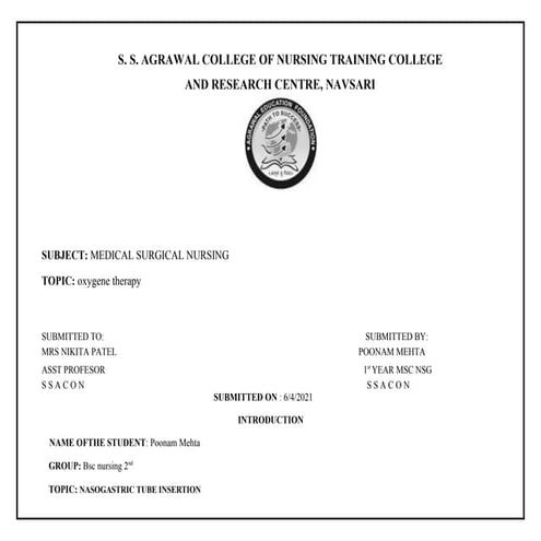 Nursing care for nasogastric tube patients | PPTX